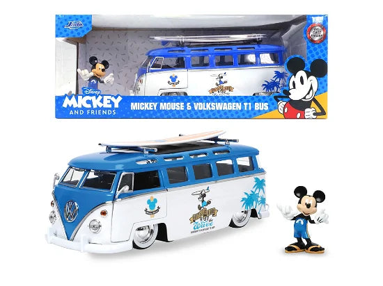 Disney Mickey Volkswagen VW T1 Bus With Mickey Mouse Figure 1/24 Scale ...